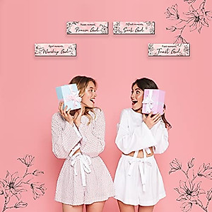 ZINYAZHE 4 Pieces Pink Wall Decor for Girls Floral Wooden Wall Hanging Wall Art Teen Women Bedroom Decor with Inspirational Quote Inspirational Wall Decors Teacher Assistant Secretaries(Pink)