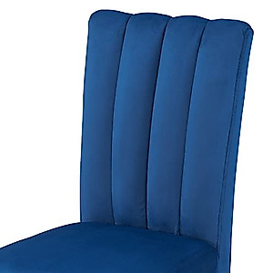 Goohome 6-Piece Kitchen Dining Set, Mid-Century Marble Veneer Table, 4 Flannelette Upholstered Chairs and Bench Family Furniture, for Home, Apartment, A-White+Blue