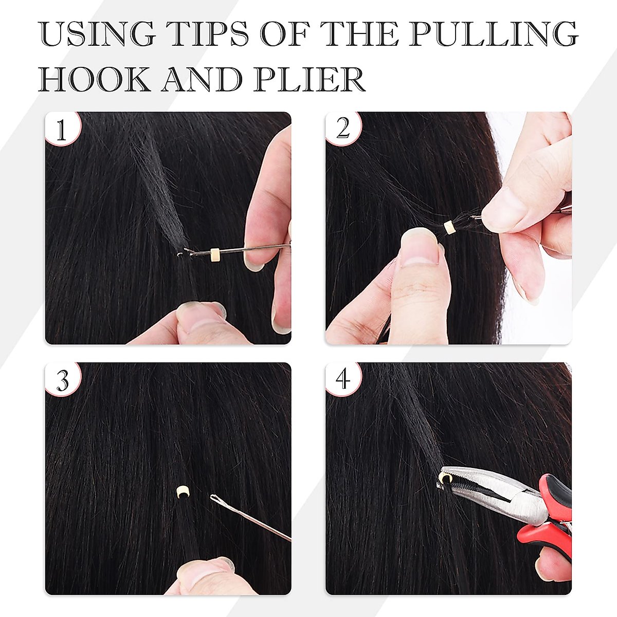 Neitsi 3pcs Kit for Micro Link Hair Feather Extensions: Pliers, Micro Pulling Needle, and Loop Threader