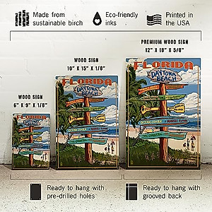 Lantern Press 6x9 Inch Wood Sign, Ready to Hang Wall Decor, Daytona Beach, Florida, Destinations Sign