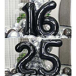 SULALABOO 40 Inch Black 5 Balloon Number Large Helium Number Balloons 0-9 Giant Digital 5th Foil Mylar Big Party Balloon for Boy or Girl Birthday Party Anniversary Decorations