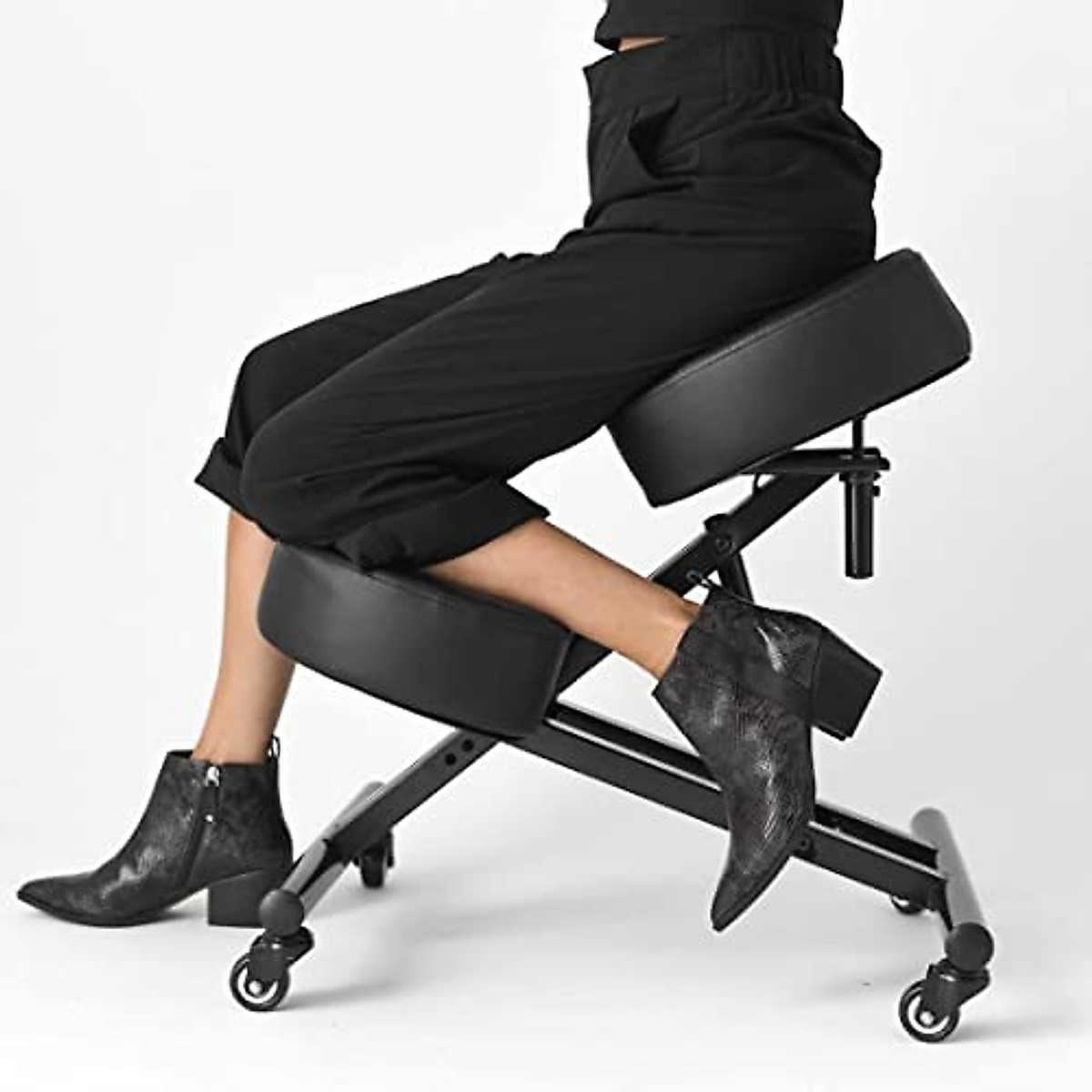 Sleekform Adjustable Seat Angle and Height Kneeling Chair, Ergonomic Posture Stool Chairs for Office and Home - Thick Comfortable Cushions, Wheels