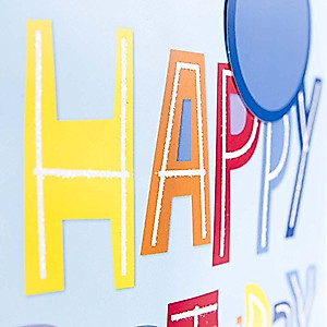 Hallmark 9" Medium Gift Bag with Tissue Paper (Happy Birthday, Rainbow Stripes on Light Blue)