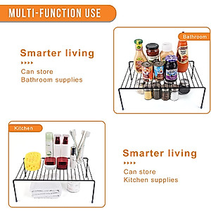 AKAZA (16.1 x 10.2 Inch) Cabinet Storage Shelf Rack, Kitchen Shelves，Kitchen Counter and Cabinet Shelf, Storage Rack Organizer for Kitchen, Fridge, Cabinet, Bathroom Cupboard (Black, 6)