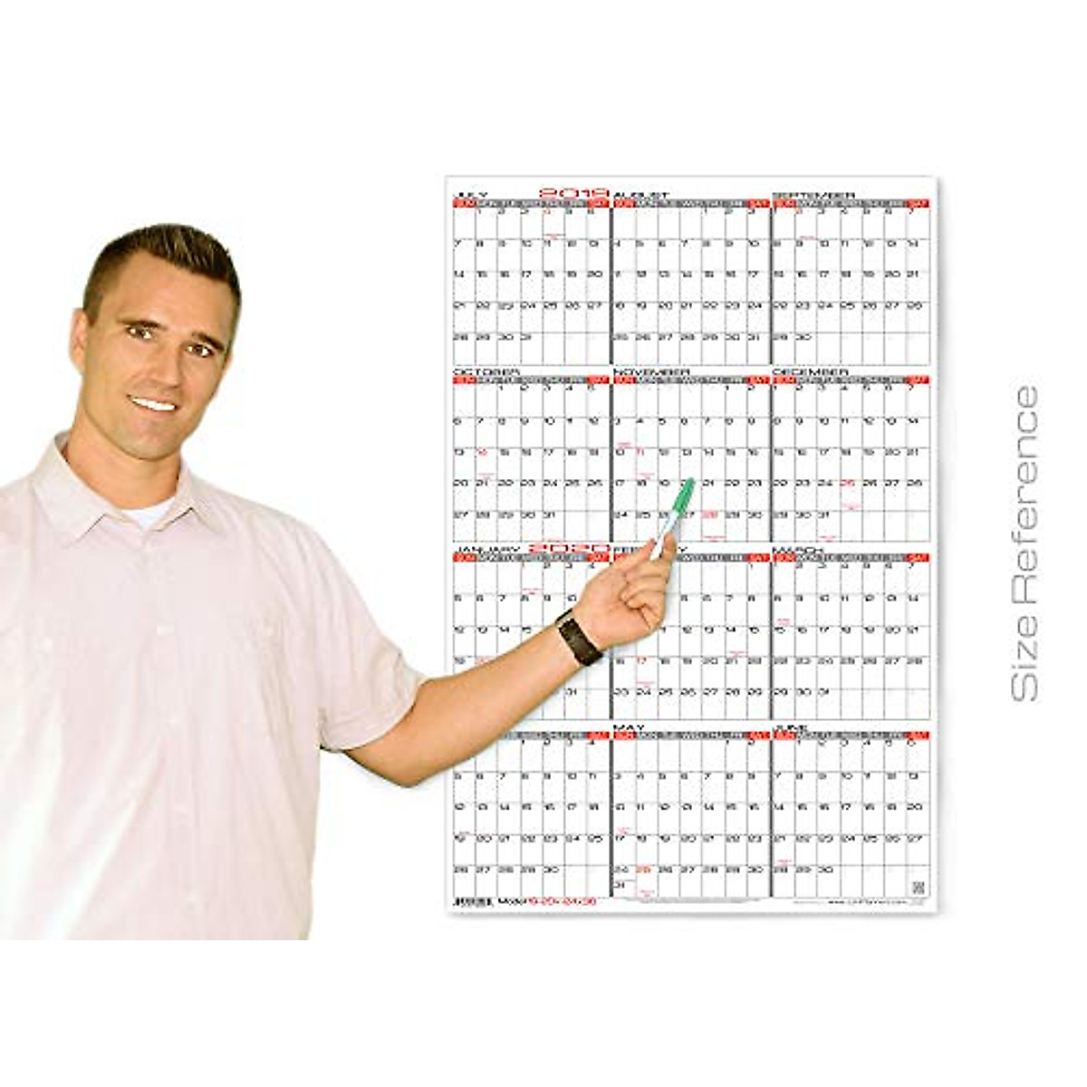 JJH Planners - Laminated - 24" x 36" Large Academic 2024-2025 Wall Calendar - Vertical 12 Month Yearly Annual Planner (24-25v-24x36)