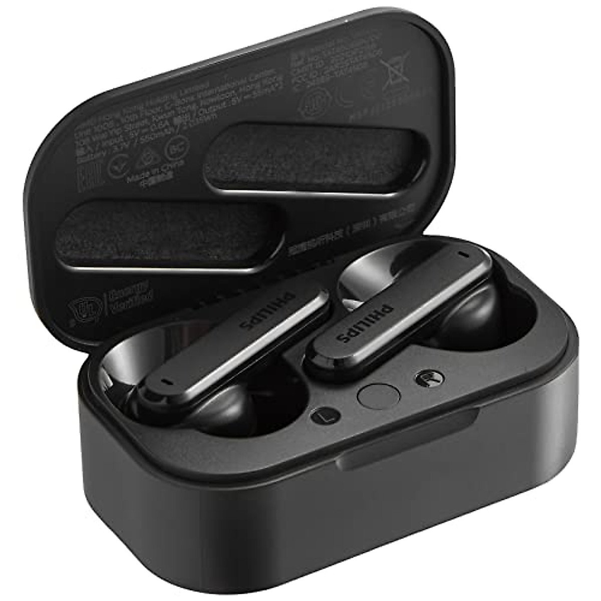 Philips T4506 True Wireless Headphones with Active Noise Canceling (ANC), Up to 24 Hours Playtime, Bluetooth, Awareness Mode, IPX4 Water Resistant, USB-C Charging Case, TAT4506BK, Black