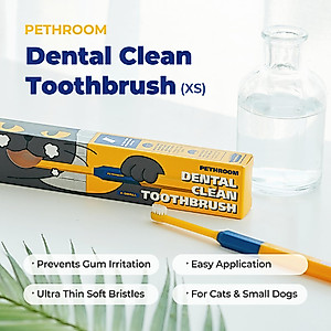 PETHROOM] Dental Micro Fiber Toothbrush for Pet | Small Dogs and Cats Teeth Brushing Cleaning Tooth Care | Soft Bristle Cleaning Toothbrush for Dog Puppy Cat (Extra Small)