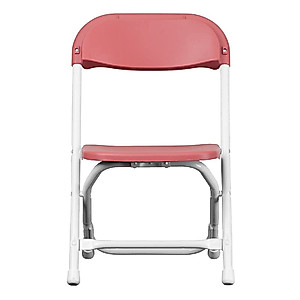 TentandTable Kids Size Poly Plastic Chairs with Metal Frame - Heavy Duty 220 lbs. Capacity - Lightweight & Stackable Folding Chair for Classroom Desk & Tables, Event, Banquet, Wedding (4 Pack, Red)