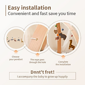 Wooden Baby Gym Foldable Baby Play Gym Frame Activity Center Hanging Bar with Cute Animals Toys for Sensory Exploration and Motor Skill Development, Newborn Gift for Girls Boys（Without Play Mat）