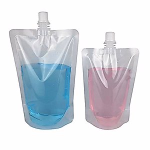 100Pcs Drink Pouches, Drinks Flasks Liquor Pouch Sealing Storage Packaging Bag, Disposable Milk Stand Up with Nozzle, Transparent Drinks Pouch 100 ml/200 ml/250 ml/300 ml
