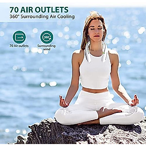MILPROX F4 Portable Neck Fan,Rechargeable Hands Free Bladeless Personal Mini Fans,3 Speeds 70 Air Outlet, Adjustment Wearable Personal Cooling Fan for Traveling,Sports, Office-White