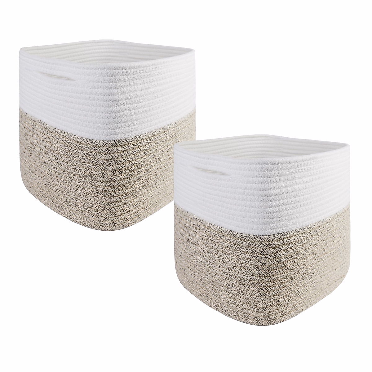 childishness ndup Woven Storage Cubes baskets for shelves，Baby Toy Basket for Shelves - Stylish Storage Baskets for Organizing, Laundry (Mixed Brown & off White)