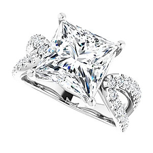 JEWELERYIUM 4 CT Princess Cut Colorless Moissanite Engagement Ring, Wedding/Bridal Ring Set, Solitaire Halo Style, Solid Sterling Silver Vintage Antique Anniversary Promise Ring Gift for Her (10)
