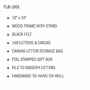 DesignWorks Ink Felt Letterboard with Stand - 10 x 10 in Changeable Letter Board with White Letters and Black Felt for Announcements, Milestones, First Day of School, Office, and Classroom