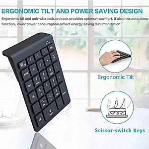 Bluetooth Number Pad for Laptop, Wireless Numeric keypad, 28 Keys Numpad Number Keypad Bluetooth 10 Keys Number Pad for Laptop, MacBook Air/Pro, iMac, Surface Pro, etc