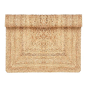 Ekakshx Hand Woven Jute Braided Rug, 2'x3' Natural Color Door Mat Entryway Rug Reversible Farmhouse Accent Rugs for Living Room, Kitchen, Bedroom - 24x36 Inches