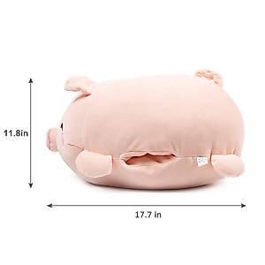 ARELUX Pig Plush Pillow Stuffed Animal Snuggly Pillow Cute Plush Toy Snuggle Buddy Pig Plushie Kawaii Soft Hugging Pillow for Kids Boys Girls 17.7in
