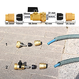 YELUN Garden telescopic hose end adapter with shut off Valve,Garden retractable hose end Fittings Kit,Repair Connector,Garden hose Brass Shut Off Valve 1Set