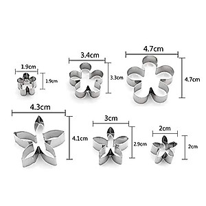 KeyZone 12 Pcs Small Stainless Steel Flower & Leaf Cookie Cutter Set Fondant Biscuit Cutter Cake Molds DIY Tools