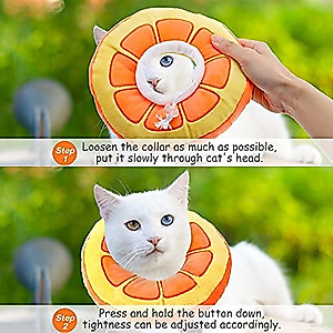 Frienda 2 Pieces Adjustable Cat Cone Collar Soft Cat Recovery Collar Cute Cat Elizabethan Collars Pet Neck Cone for Kitten and Small Dogs, Orange and Watermelon