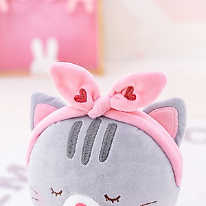 Lazada Stuffed Cat Dolls Animal Kitty Plush Toy Baby Girl Gifts Gray with Hair Band 16"