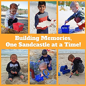 Back Bay Play Sand Castle Molds Sand Castle Building Kit - Beach Toys Kit - Snow & Sand Toys Sets for Kids Outdoor Sandbox Toys for Toddlers 1.5 Year and Up Made in USA (6 Piece with Shovels)