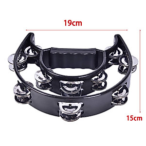 kekafu Double Row Tambourine for Adult,Musical Tambourine Metal Jingles Hand Held Percussion Tambourine Drum for Adults, Church, KTV, Party