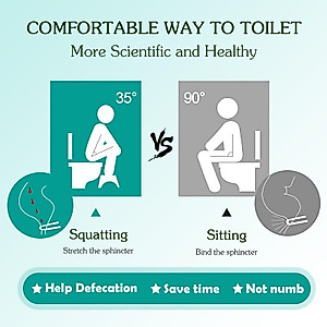 Foldable Bamboo Toilet Stool for Bathroom, Adjustable Multi-Heights Poop Stool for Adults Kids, Portable Squatting Potty Stool with Double Anti-Slip Design