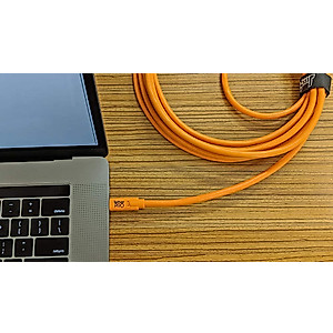 Tether Tools TetherPro USB-C to 2.0 Micro-B 5-Pin Cable | for Fast Transfer and Connection Between Camera and Computer | High Visibility Orange | 15 Feet (4.6 m)
