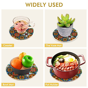 Mexican Ceramic Tile Pot Holders Trivets Set 2PCS Thread Weave Kitchen Potholders Heat Resistant Stylish Coasters Hot Pads Hot Mats Table Mats Spoon Rest for Cooking Baking Kitchen Decoration …