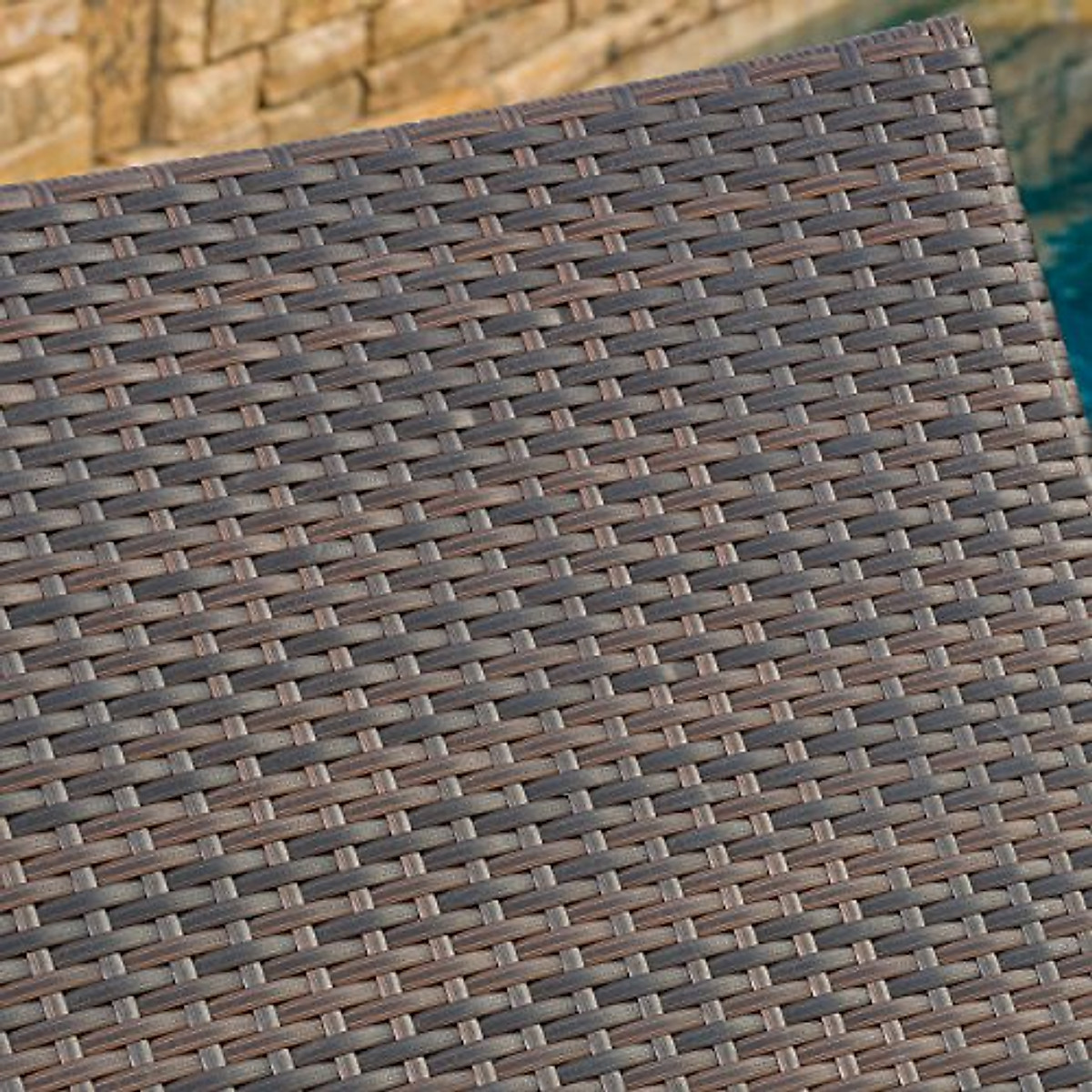 GDFStudio (Set of 2) Olivia Outdoor Brown Wicker Armed Chaise Lounge Chair