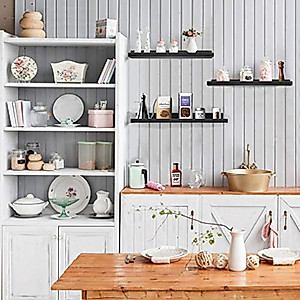 36 Inch Black Floating Wall Ledge Shelves Set of 3, Photo Picture Ledge Shelf with Lip for Office, Bedroom, Living Room, Kitchen