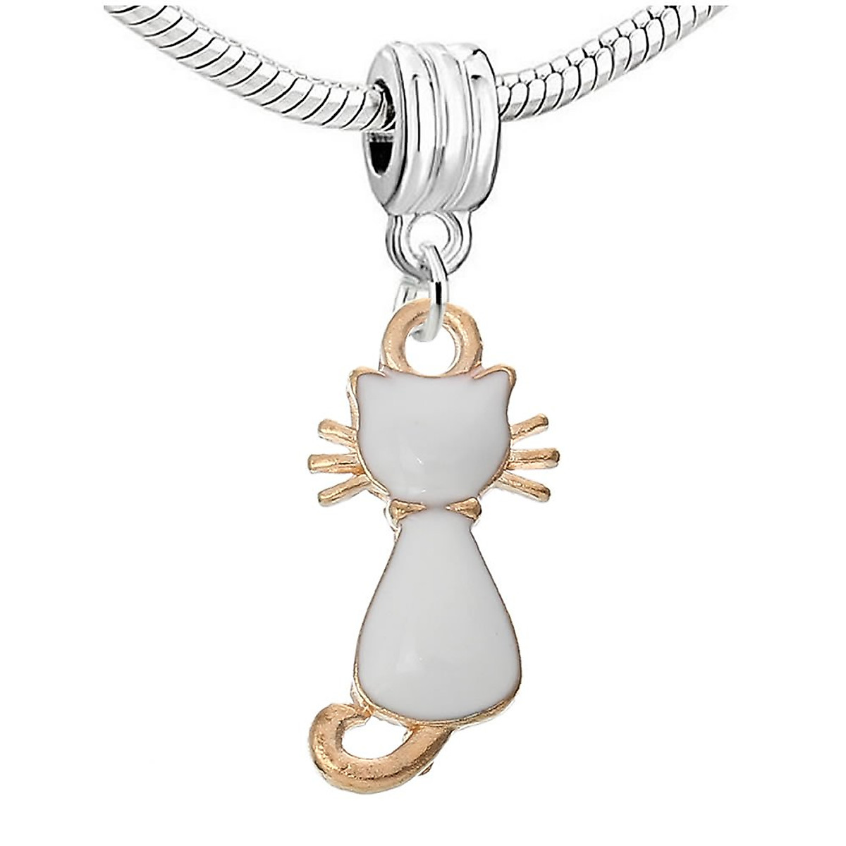 Sexy Sparkles Cat Charm Dangle Bead Compatible with European Snake Chain Charm Bracelets ?