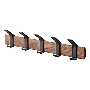 YAMAZAKI Wood home Rin Wall-Mounted Coat Hanger Brown