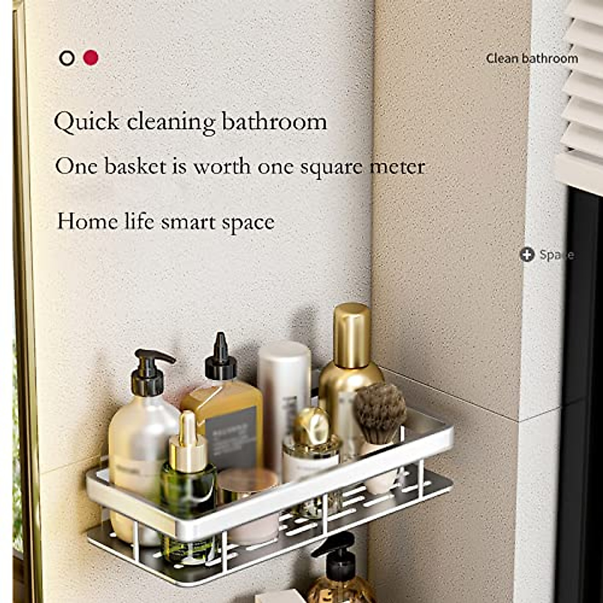 XUnion Shower Caddy Shelf Organizer Rack, Bathroom Shelf Organizer Shower Caddy Kitchen Spice Rack Wall Mounted No Drilling,Rustproo, Slilver Tw5 (llh2b220624LXN220610082A)