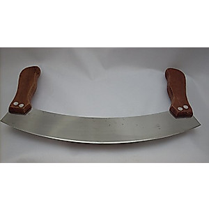 Pizza Rocker Knife - Rocking Cutting - Veggie Dicer - Use Both Hands - Away from the blade. Safer For The Kids - Curved Chopping Knife Chops Leafy Vegetables and All Kinds of Veggies