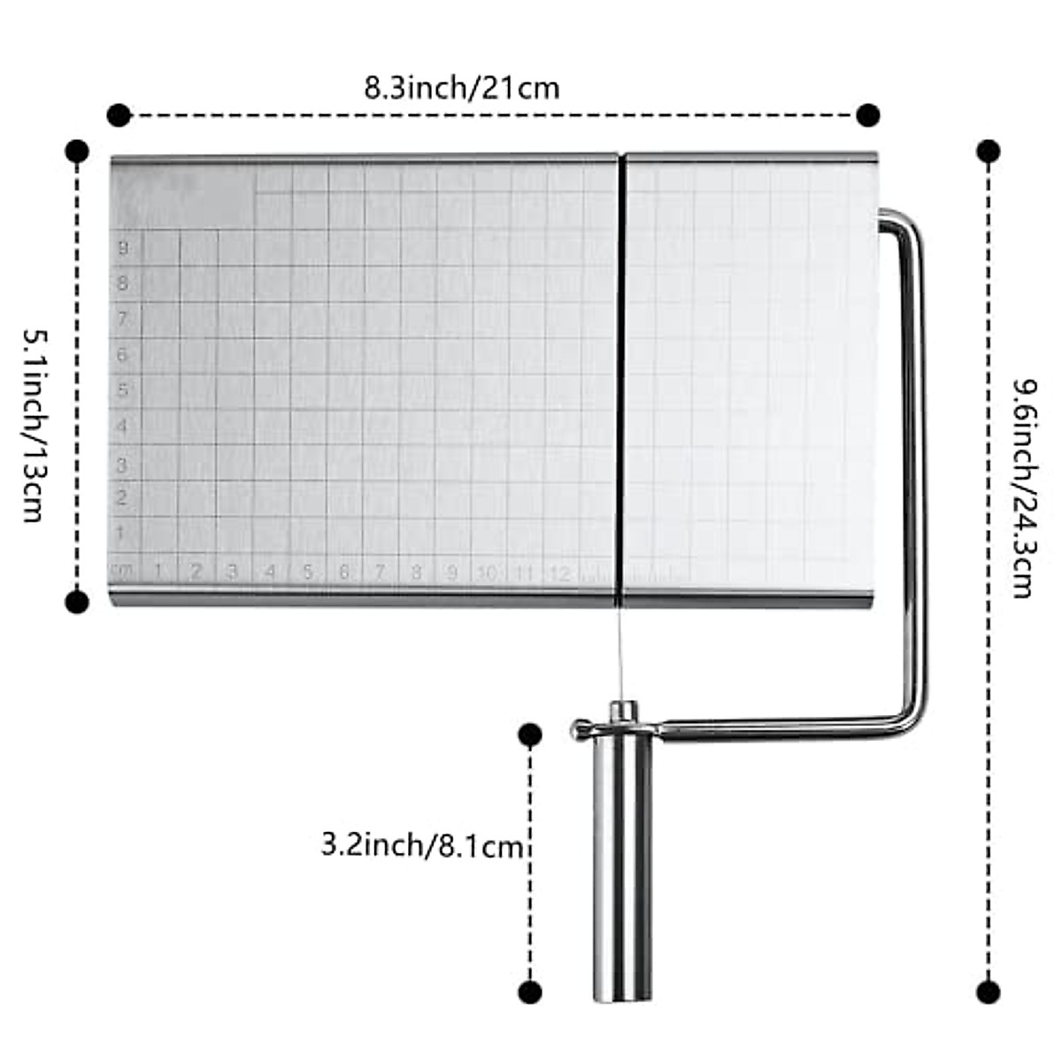 NatureMan Cheese Slicer With Wire,Stainless Steel Cheese Slicer,With 5 Replacement Wires Cheese Cutter With Wire Accurate Size Scale For Cutting Soft Cheese Butter