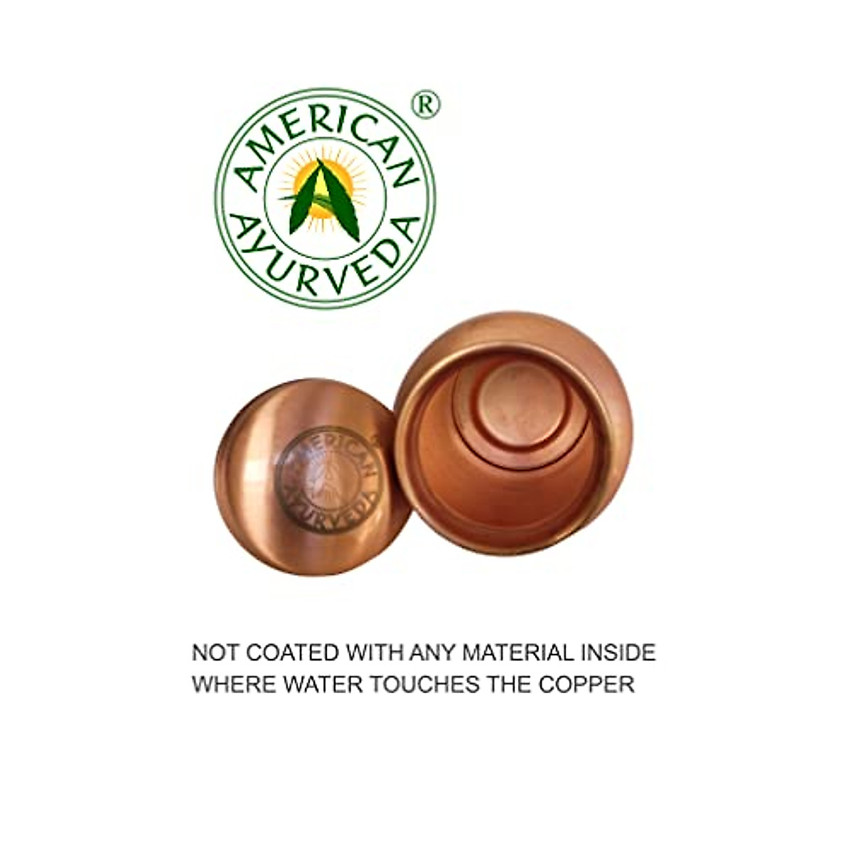 A American Ayurveda 100% Pure Copper Water Bottles Joint Free, Leak Proof, Tumbler, Flask, Yoga, Health Benefits, Natural Ayurvedic Alkaline Water with Water Temperature Indicator (600ml (20Oz))