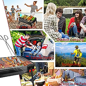 Asfety Folding Portable 23.6" Barbecue Charcoal Grill For Outdoor Cooking, Stainless Steel Small Smoker BBQ Folding Rack, BBQ Tool Kits for Terrace Camping Picnics Beach Hiking Party