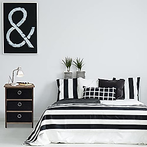 NO MORE TAG Nightstand with 3 Fabric Drawers, Fabric Dresser, Fabric Night Stand, Bedside Table for Small Place, Bedroom, Wood Top&Easy Pull Fabric Bins, Brown & Black