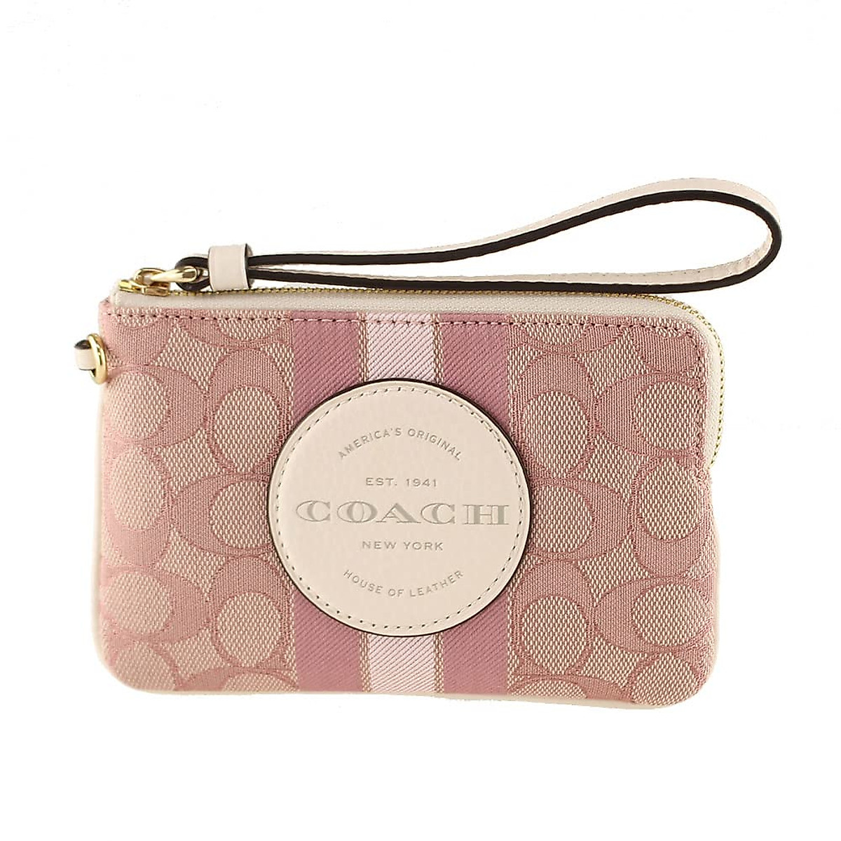 Coach Women's Boxed Dempsey Corner Zip Wristlet In Signature Jacquard With Coach Patch And Stripe