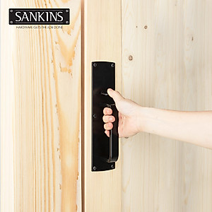 SANKINS Thumb Gate Latch Hardware for Wooden Fence Heavy Duty, Self Locking Fence Latch Kit with Handle, Door Latch Gate Lock kit for Wooden/Vinyl Fence, Outdoor Metal Gate, Black Finish