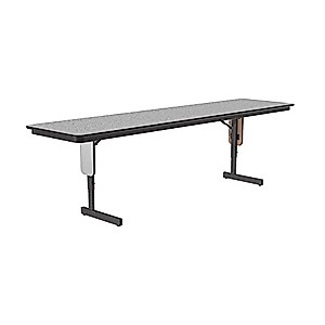 Correll Adj (TFL) Adjustable Height Panel Seminar Training and Classroom Table, Thermal Laminate Top, Folding Off-Set Legs, Made in The USA, 24"x96", Gray Granite