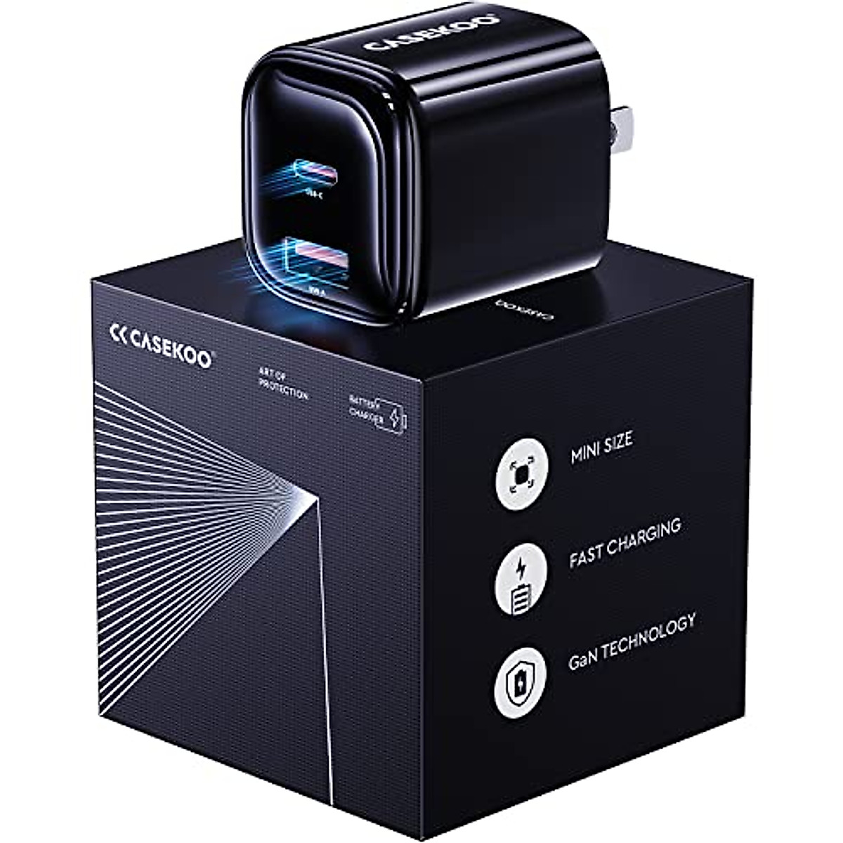 [Fastest & Safest Charging] [Apple Certified Pi Chip] Original iPhone Charger Dual Port 30W GaN III Charger Block, CASEKOO USB C Wall Charger for iPhone 14/14 Pro/14 Pro Max/14 Plus/13 and More,Black