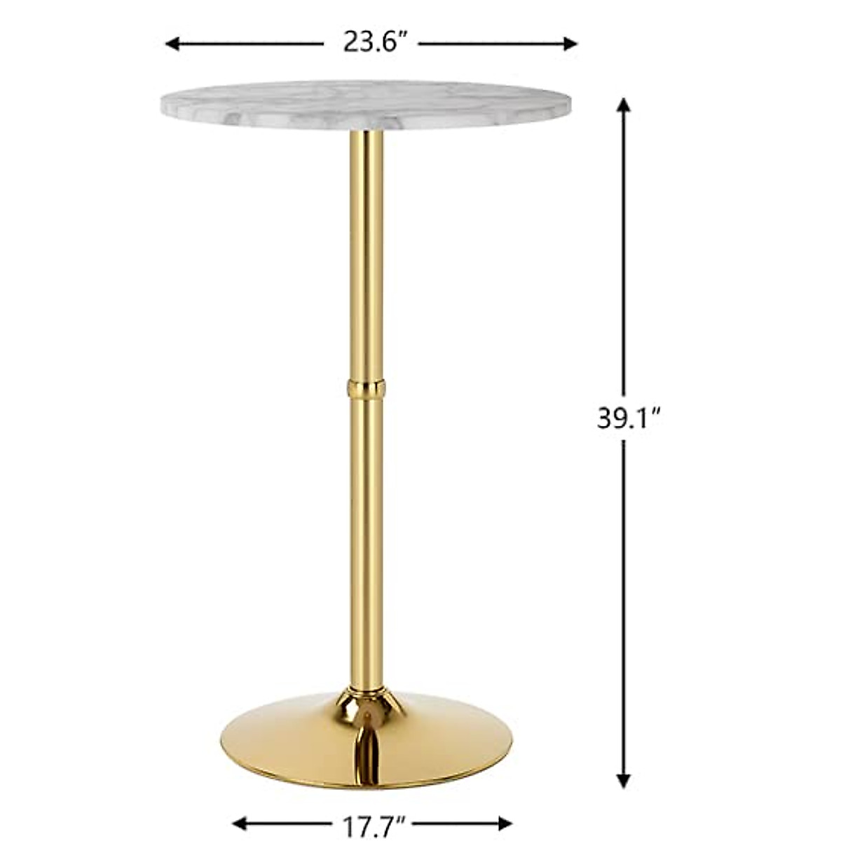 Finnhomy 24'' Round Cocktail Bar Table with Metal Base, Tall Bistro Pub Table, Counter Bar Height Table for Kitchen, Dining Room, Living Room, Easy Assembly, Gold