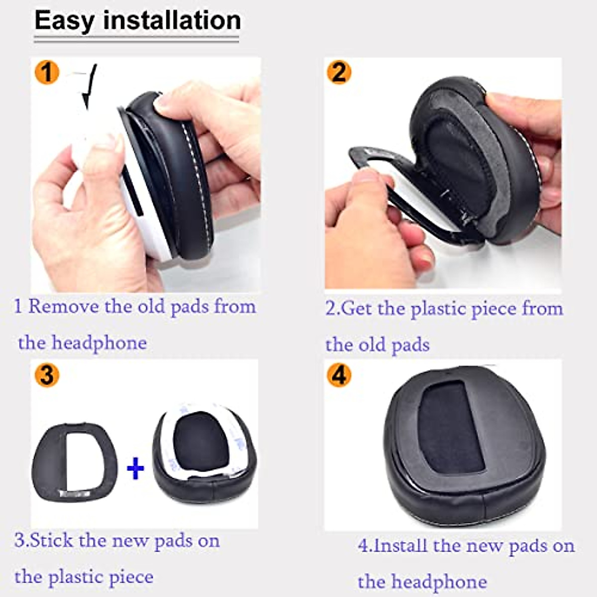 Defean 1 Pairs Black Ear Pads Ear Cushion Cover with Tape Compatible with Skullcandy Crusher Over Ear Wired Built-in Amplifier and Mic Headphone