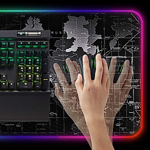 JYZZ RGB Gaming Mouse Pad - Large Led Keyboard Pad, Mouse Mat with HD Map, Smoothly Waterproof Surface, Non-Slip Rubber Base, 31.5"" X 11.8"" & 14 Light Modes