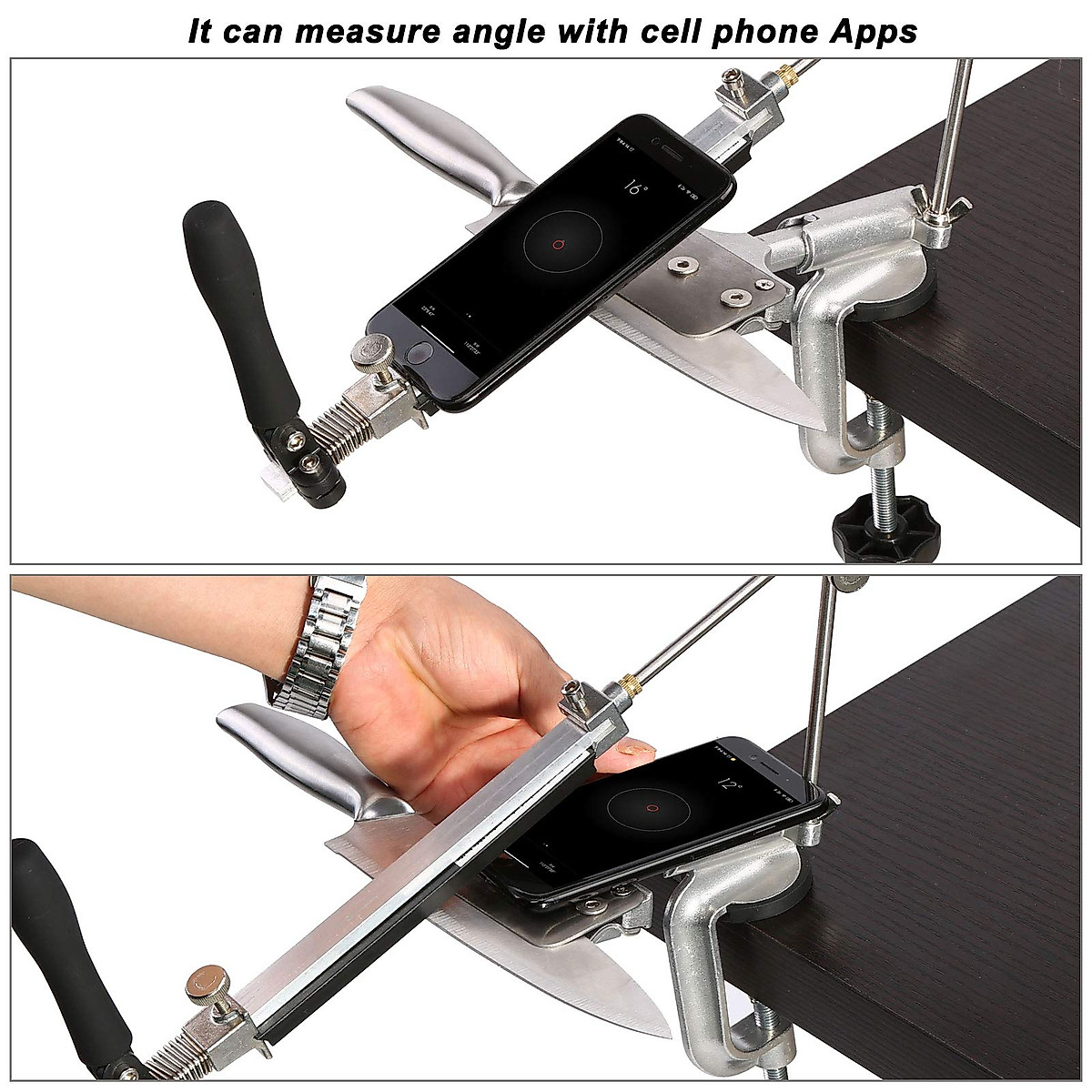 Knife Sharpener Tool Pro RX-008, 360° Rotation Flip Design, Fixed-Angle Slicker Edge Sharpener with 4 Diamond Sharpening Plates,240/400/600/1000