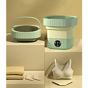 Portable Washing Machine, Foldable Mini Washing Machine, Small Washing Machine for Underwear, Baby Clothes, or Small Items, Suitable for Apartments, Dormitories, Camping, Travel (6 Liters),Green