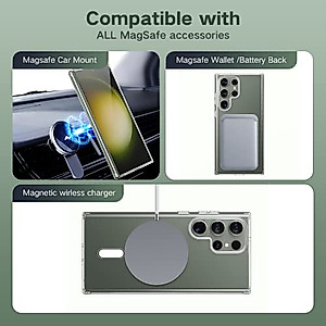ANNGELAS Magnetic Phone Case Compatible with Samsung Galaxy S23 Ultra – Shockproof Clear Cell Phone Case Works with Wireless Charging, MagSafe Card Wallet – Sleek Protective Case – Mag Safe Case